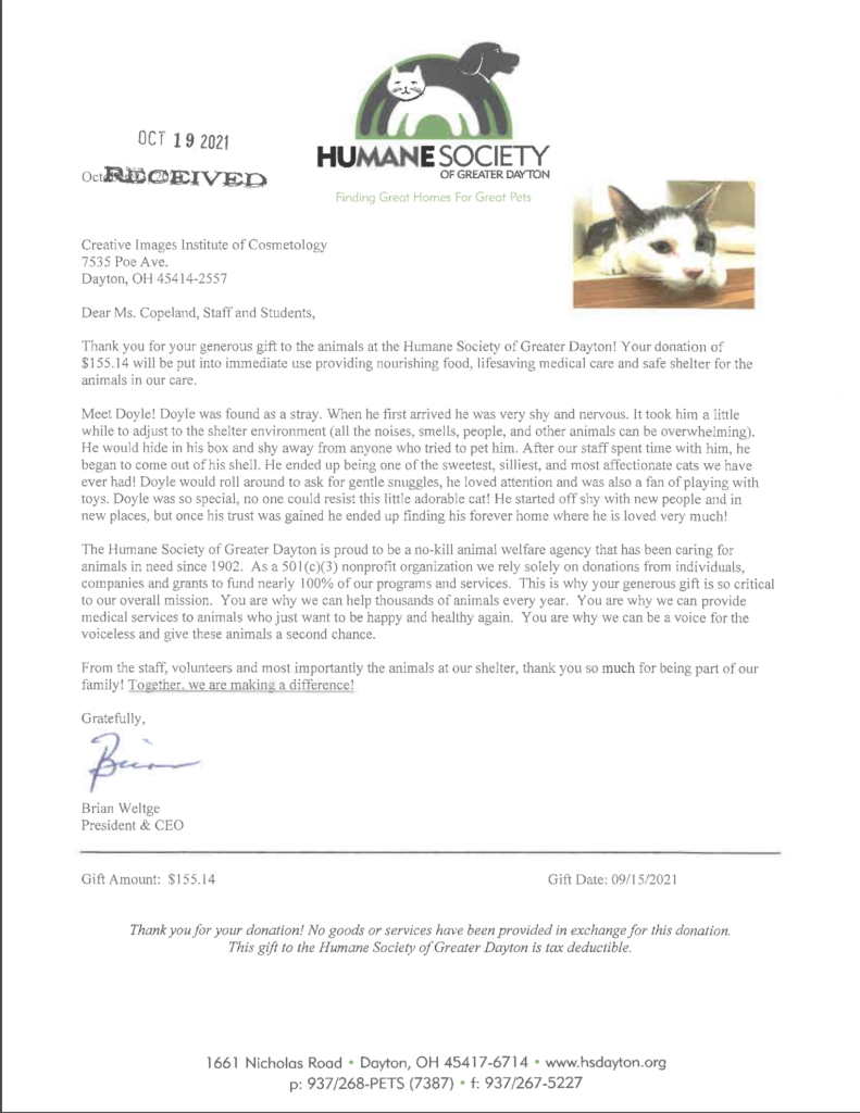 The Humane Society of Greater Dayton - Creative Images Institute of ...